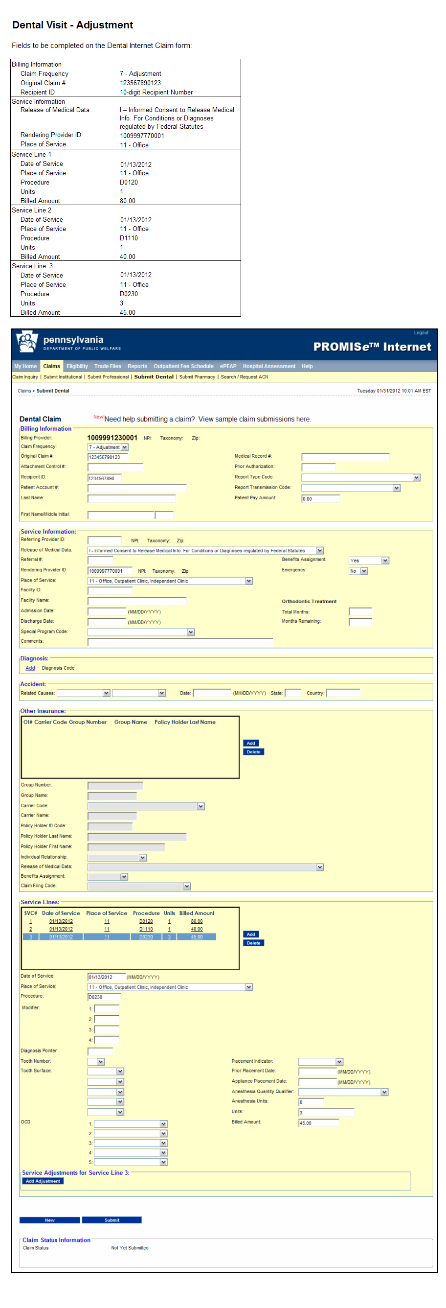 Claim Scenario - Example Claims
