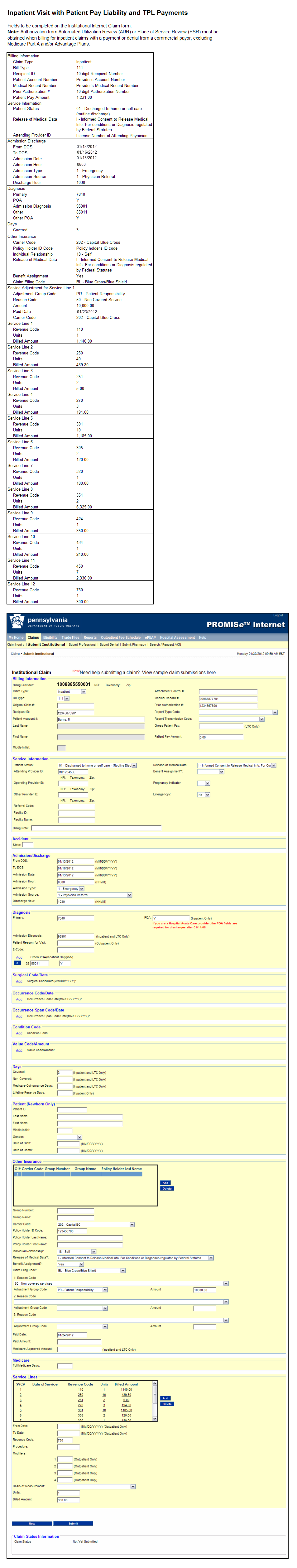 Claim Scenario - Example Claims