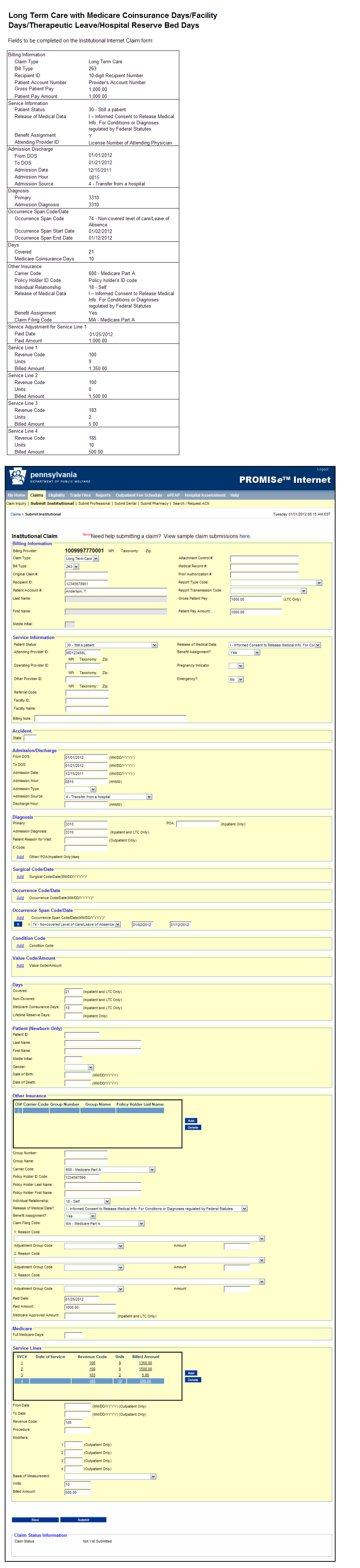 Claim Scenario - Example Claims